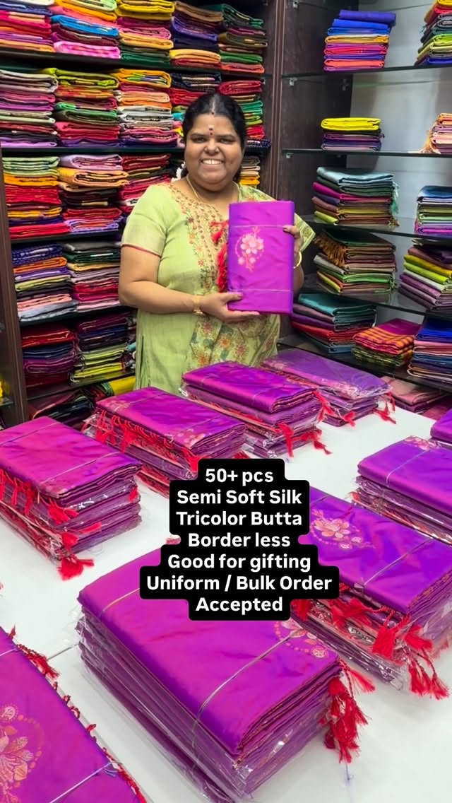 Semi Soft Silk | Tri Color Butta | Flat 5% less Vallisvaseha.com ...