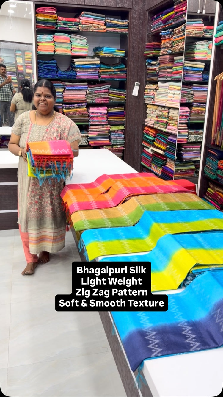 Bhagalpuri Silk Saree - Soft & Smooth Texture - All Over weaving pa ...
