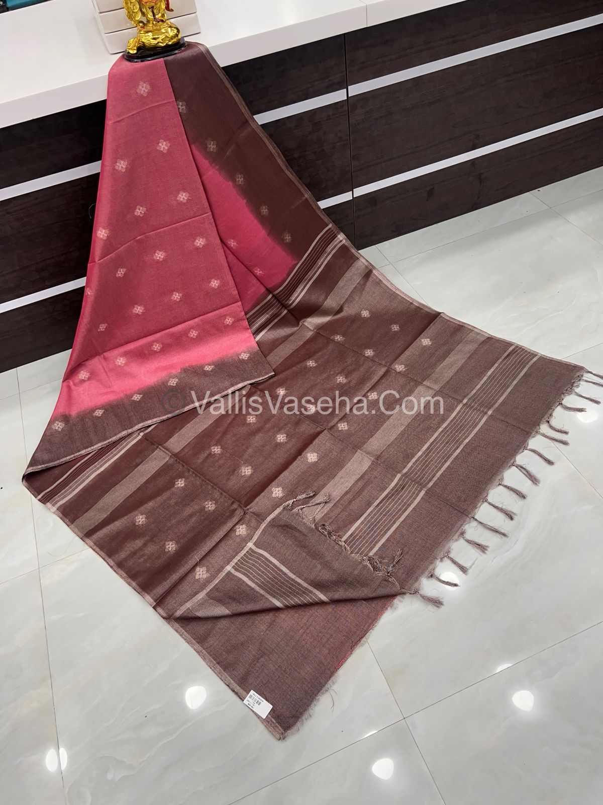 Bhagalpuri Silk - Vaira Voosi Lines - Pink & Chocolate Brown Combo - V ...